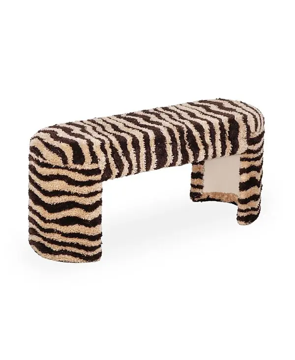 TOV FURNITURE Zebra Striped Tufted Bench - Brown