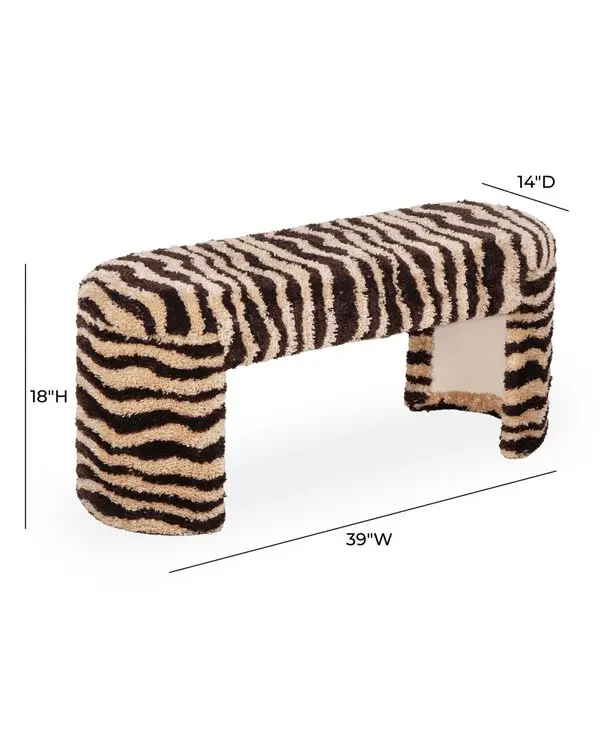 TOV FURNITURE Zebra Striped Tufted Bench