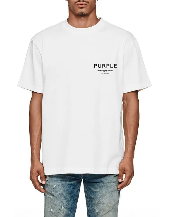PURPLE BRAND Jersey Graphic Logo Tee - White
