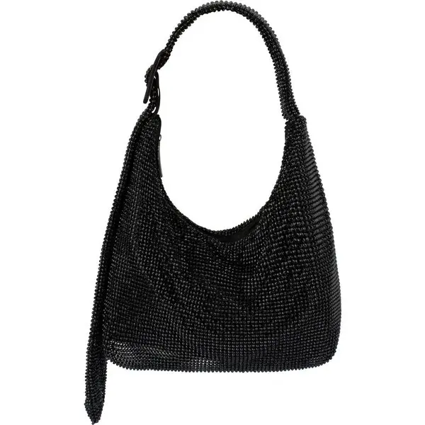 OLGA BERG Calypso Crystal Mesh Shoulder Bag - Black