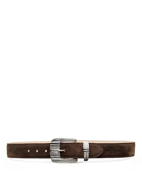 L'Agence Aya Engraved Buckle Western Belt - Chocolate