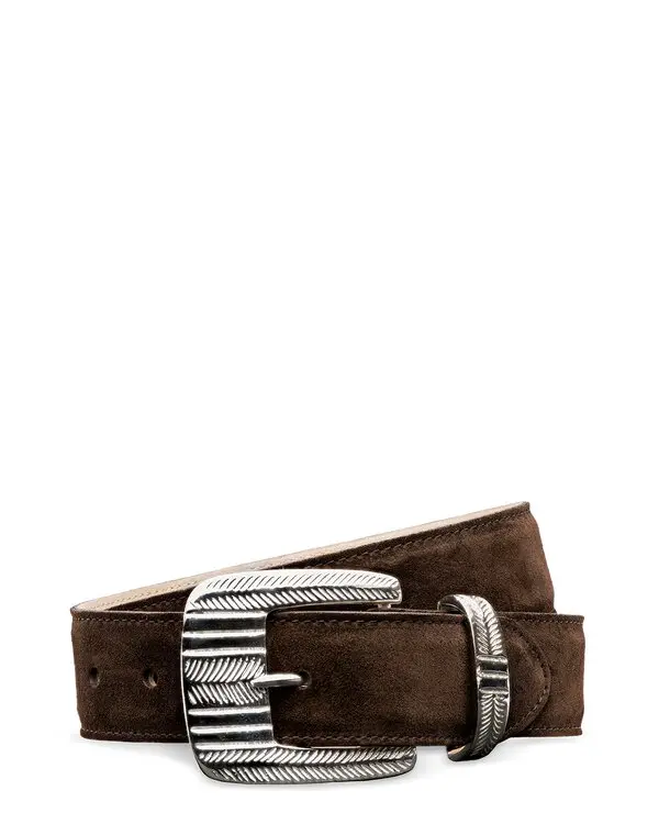 L'Agence Aya Engraved Buckle Western Belt - Chocolate