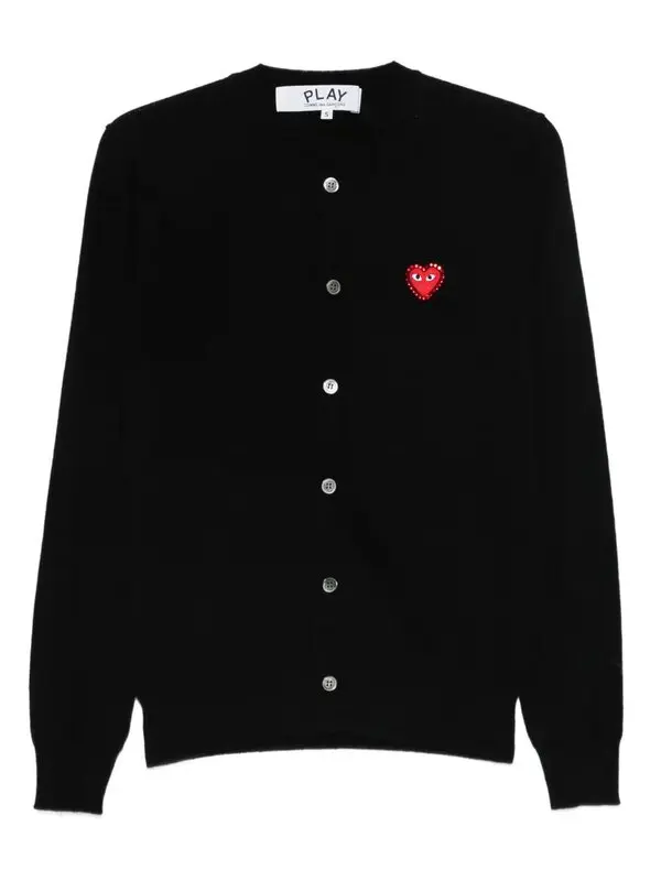 Play Comme Des Garcon Heart Logo Cardigan - Black