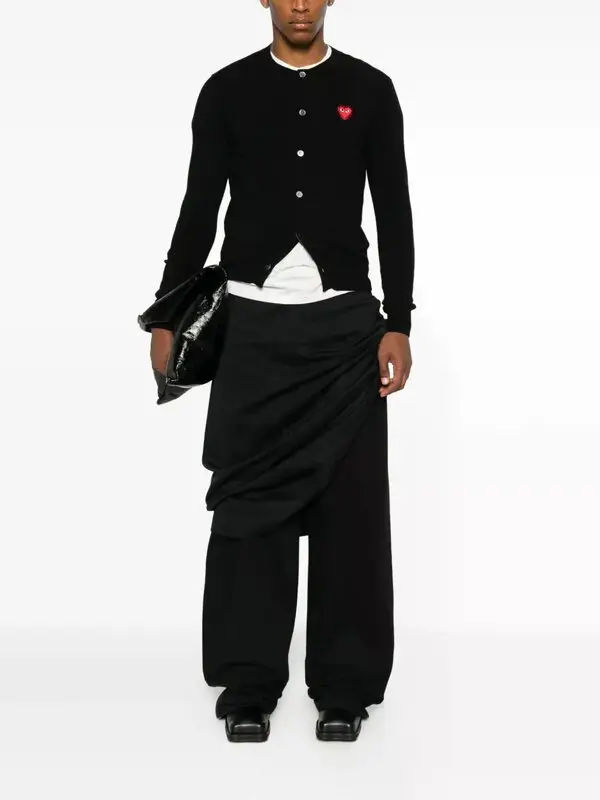 Play Comme Des Garcon Heart Logo Cardigan - Black