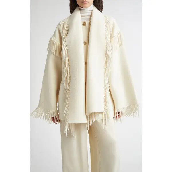 TOTEME Double Face Wool Blend Scarf Jacket - Winter White