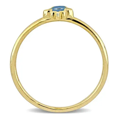 JULIANNA B. Hamsa Ring In 14k Yellow Gold With Enamel Detailing