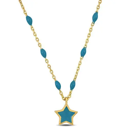 JULIANNA B. Enamel Star Station Necklace - Blue