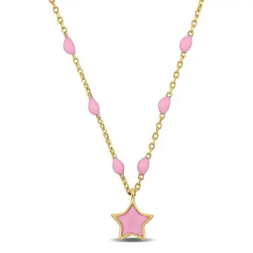JULIANNA B. Enamel Star Station Necklace - Pink
