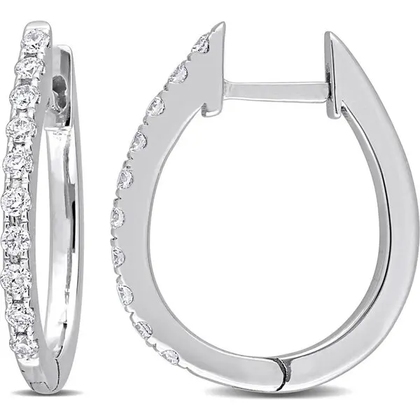 JULIANNA B. 1/6 Ctw Diamond Hoop Earrings - 14k White Gold
