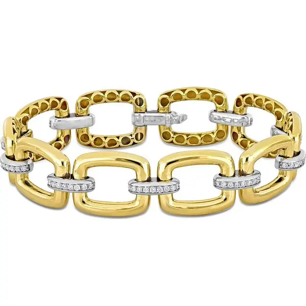 JULIANNA B. 4/5 Ctw Diamond Square Link Bracelet - 14k Gold