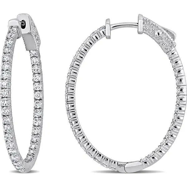JULIANNA B. 1-3/4 Ctw Diamond Hoop Earrings 14k Gold - 14k White Gold