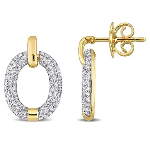 JULIANNA B. 3/4 Ctw Diamond Oval Earrings - 14k Gold
