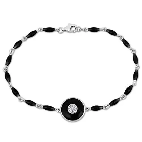 JULIANNA B. Diamond And Enamel Bracelet - Black Enamel