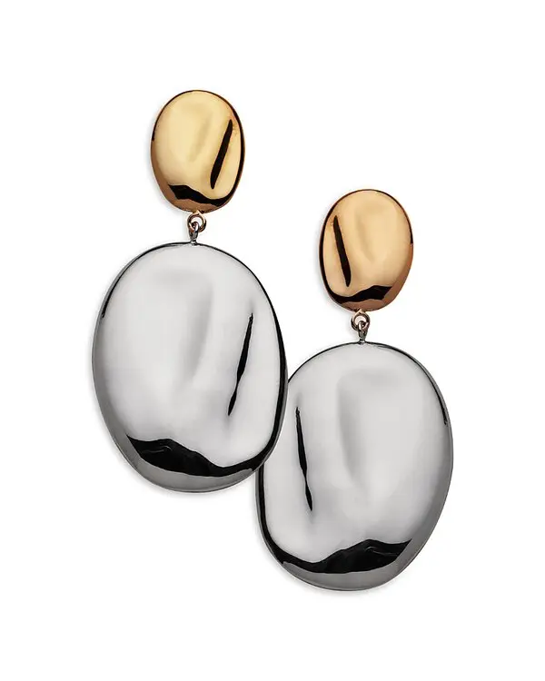 Jennifer Zeuner Jewelry Havana Textured Drop Earrings - Two Tone