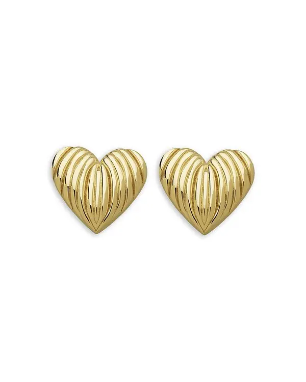 Jennifer Zeuner Jewelry Luba Textured Heart Stud Earrings - Gold