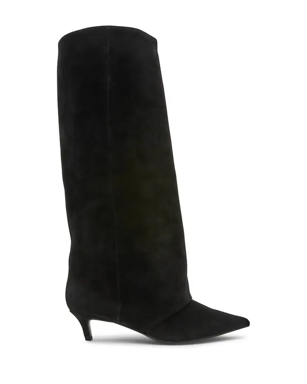 Steve Madden Luca Suede Tall Boots - Black Suede