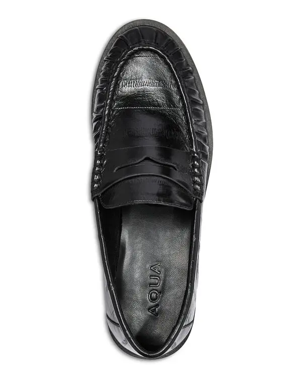 Aqua Hanah Loafer Flats - Black