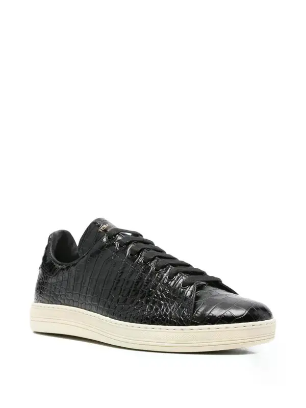 TOM FORD Crocodile-embossed Leather Sneakers - Black