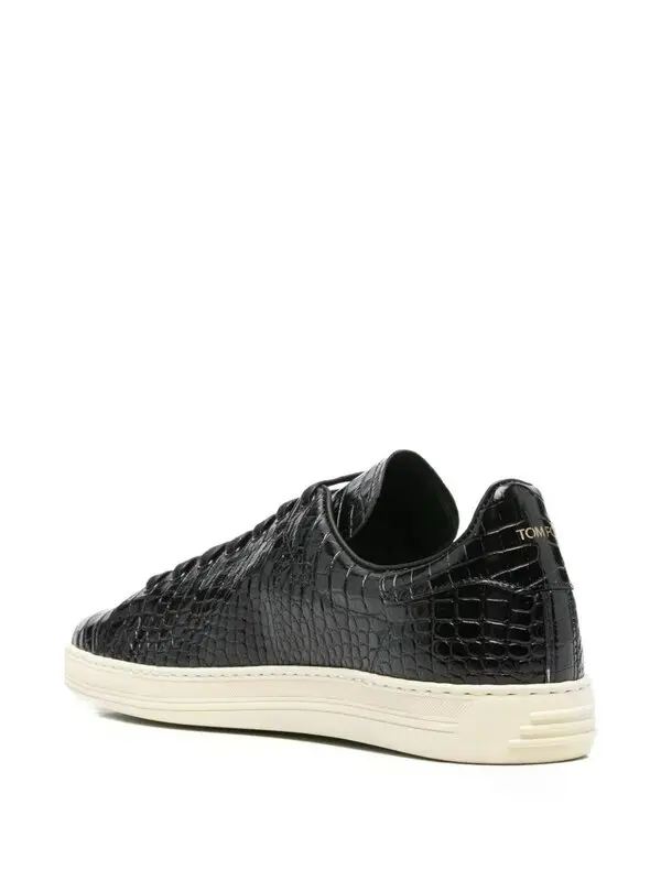 TOM FORD Crocodile-embossed Leather Sneakers - Black