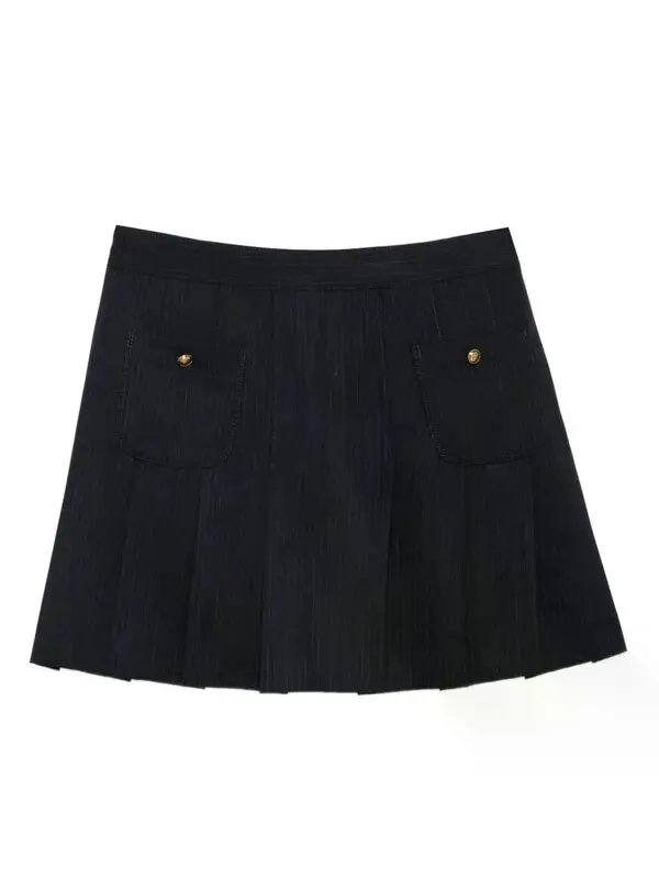 Sandro Pinstriped Pleated Mini Skirt With Officer Buttons