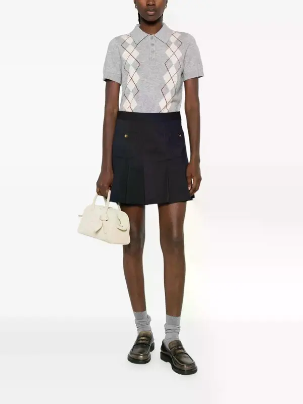 Sandro Pinstriped Pleated Mini Skirt With Officer Buttons