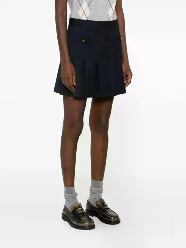 Sandro Pinstriped Pleated Mini Skirt With Officer Buttons