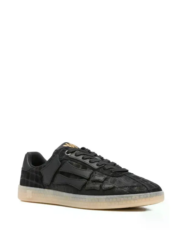 Amiri Pacific Bones Crocodile-embossed Leather Sneakers - Black