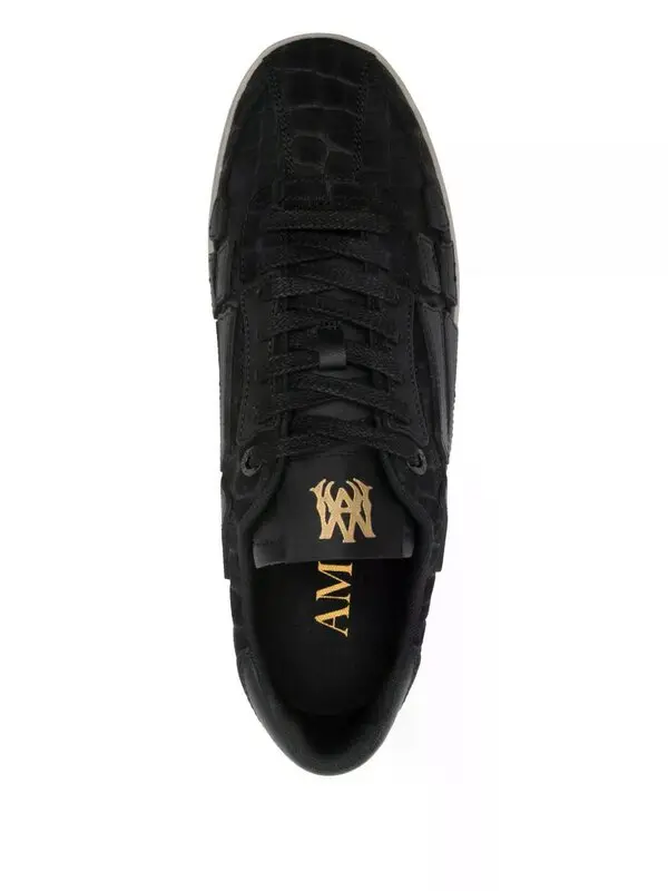 Amiri Pacific Bones Crocodile-embossed Leather Sneakers - Black
