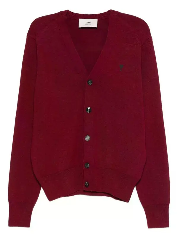 AMI Paris Button-front Cardigan With Embroidered Logo