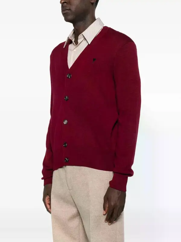 AMI Paris Button-front Cardigan With Embroidered Logo