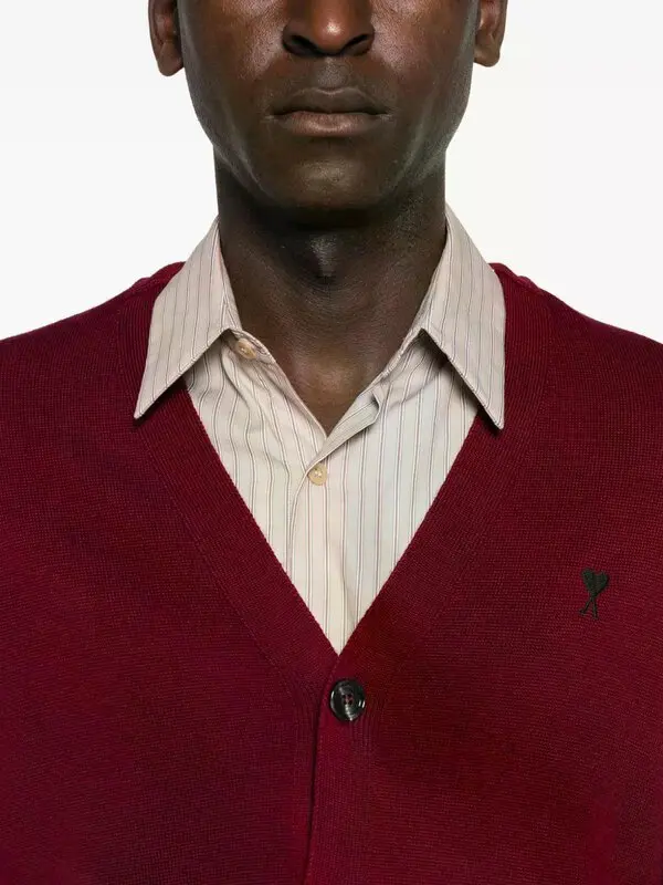 AMI Paris Button-front Cardigan With Embroidered Logo
