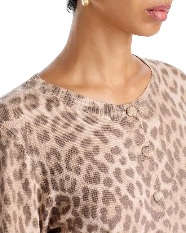 Aqua Leopard Print Button-down Cardigan - Brown Multi