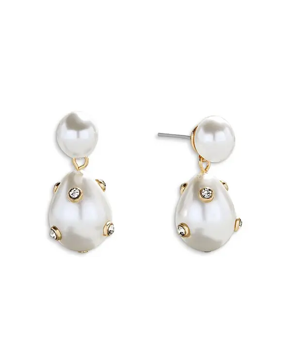 Baublebar Inessa Pave & Imitation Pearl Drop Earrings - White