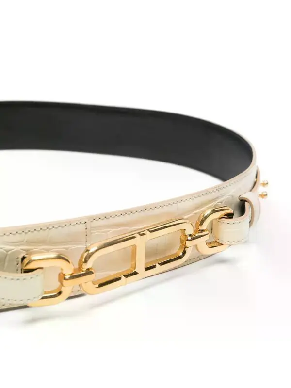 TOM FORD Crocodile-embossed Chain-link Belt - Neutrals