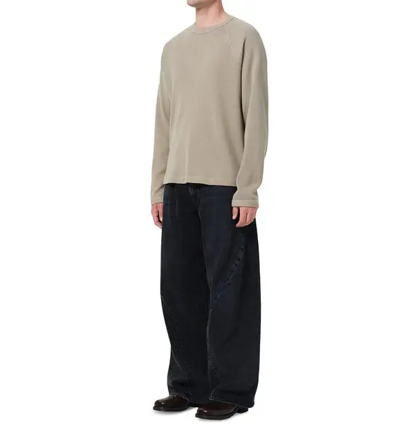 AGOLDE Payson Long Sleeve Waffle Knit Tee - Wicker