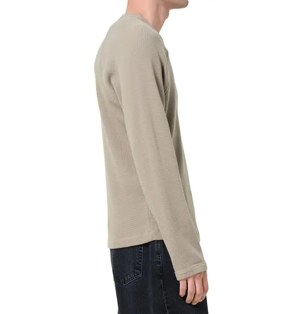 AGOLDE Payson Long Sleeve Waffle Knit Tee - Wicker