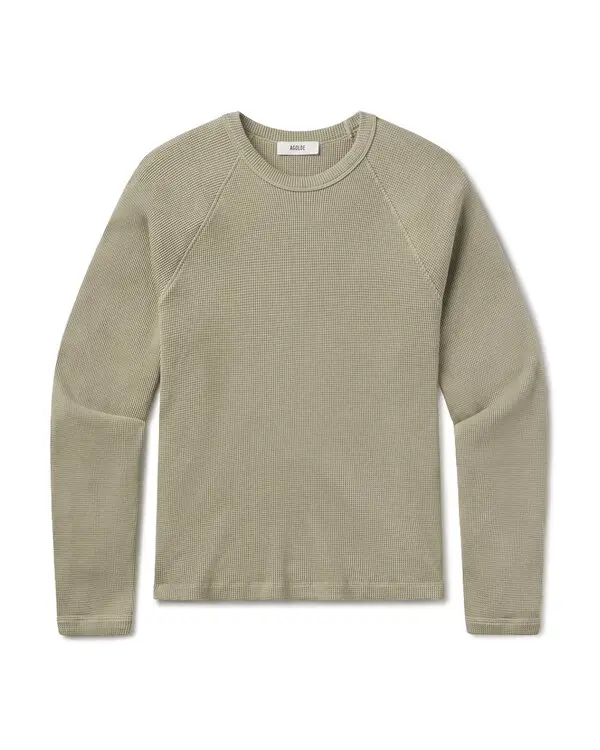 AGOLDE Payson Long Sleeve Waffle Knit Tee - Wicker