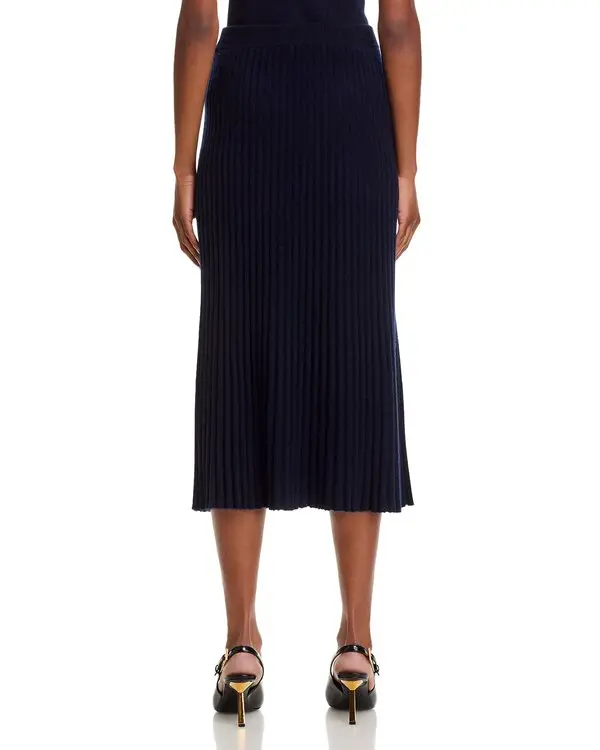 Bloomingdale'S 100% Cashmere Ribbed Midi Skirt - Navy