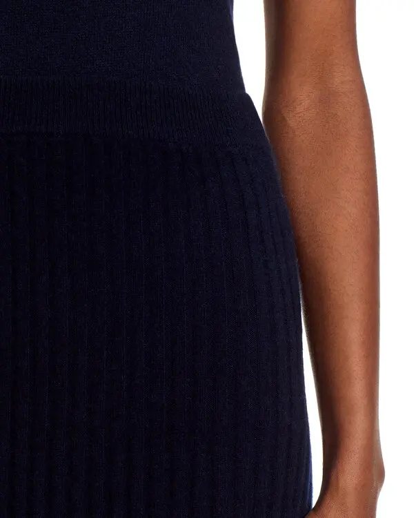 Bloomingdale'S 100% Cashmere Ribbed Midi Skirt - Navy