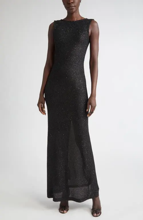 St. John Aura Sleeveless Sequin Knit Gown