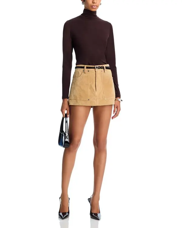 Aqua Turtleneck Jersey Top - Brown