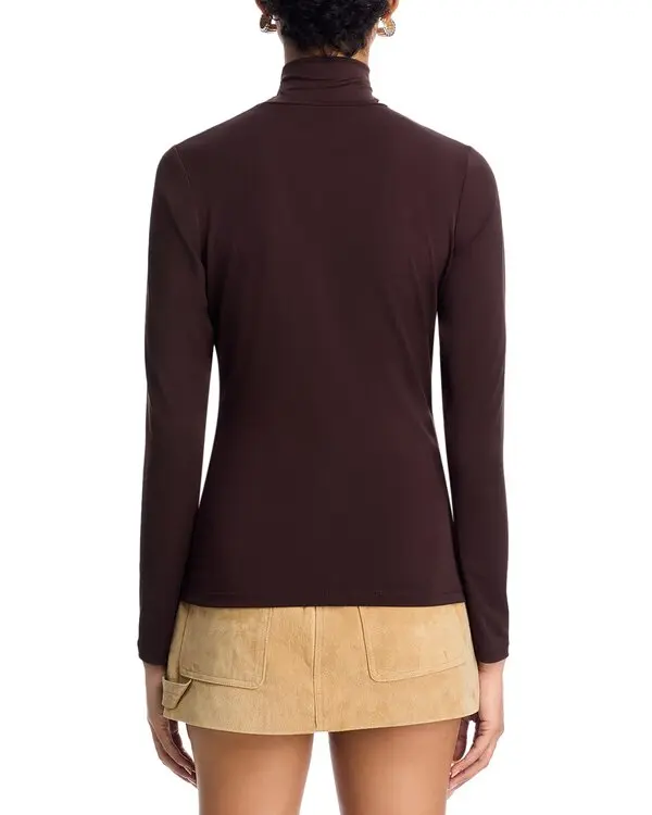 Aqua Turtleneck Jersey Top - Brown
