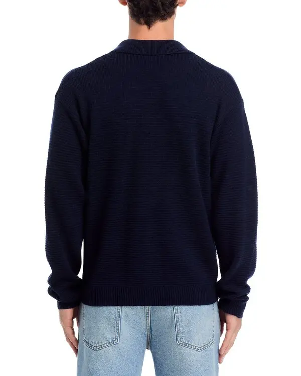 FRAME Textured Polo Sweater - Dark Navy
