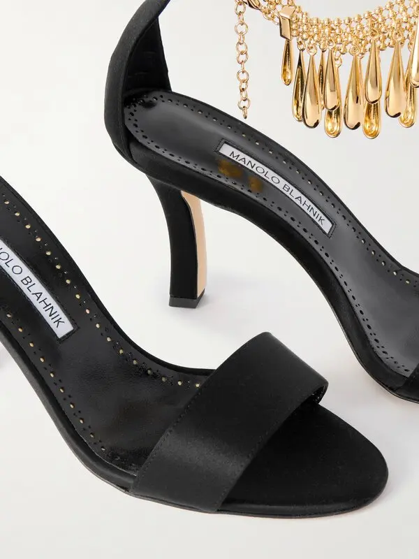 Manolo Blahnik Nicusan 90 Embellished Satin Sandals