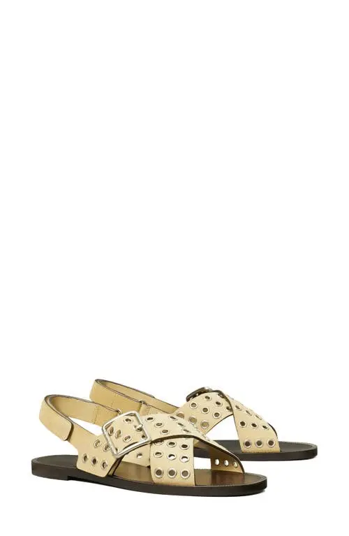 Tory Burch Cross Band Slingback Sandals - Praline