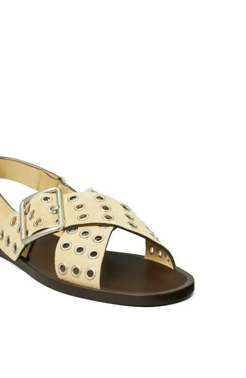 Tory Burch Cross Band Slingback Sandals - Praline