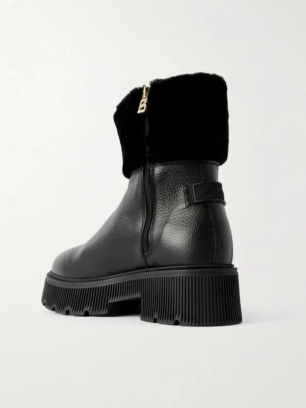 Bogner Turin 6 Shearling-trimmed Textured-leather Ankle Boots - Black