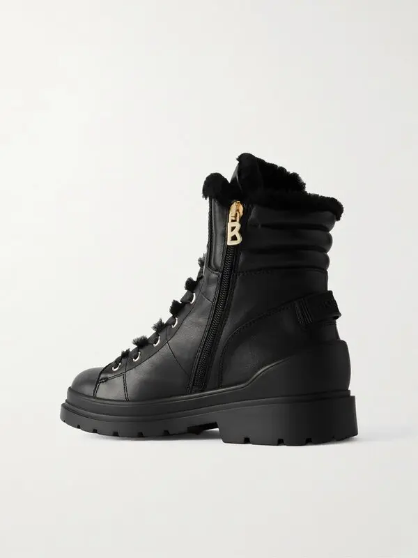 Bogner St. Moritz Embellished Shearling-lined Leather Ankle Boots - Black