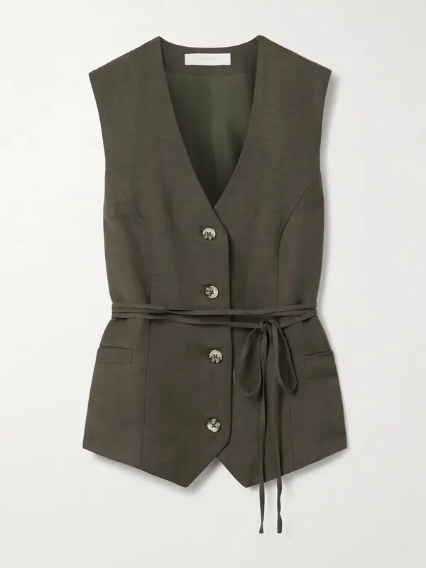 Faithfull The Brand Eva Belted Woven Vest - Green