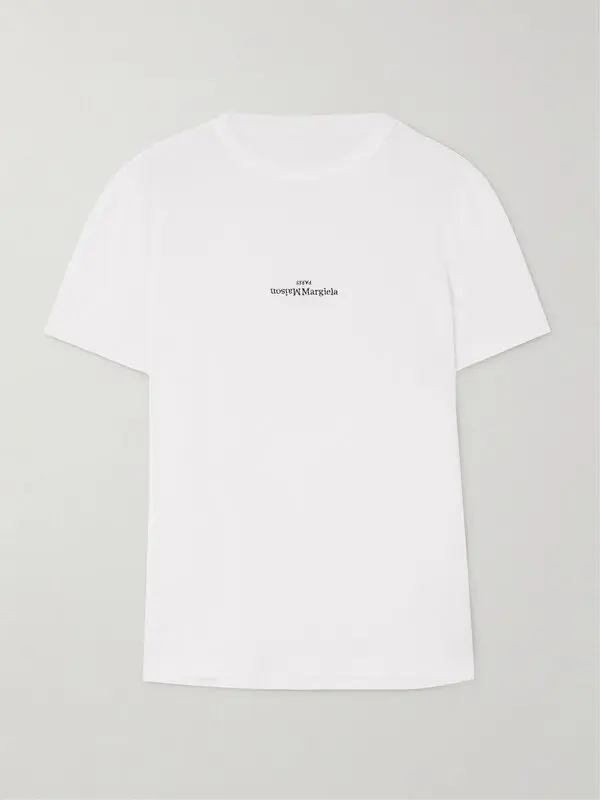 MAISON MARGIELA Embroidered Cotton-jersey T-shirt - White